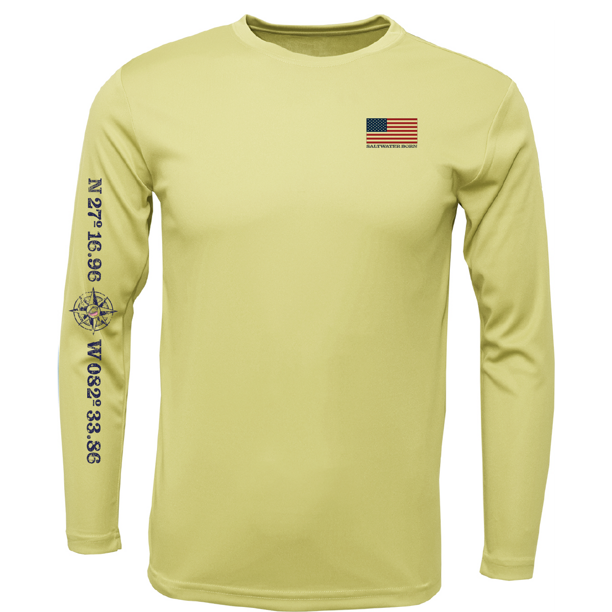 Siesta Key American Flag On Chest Long Sleeve UPF 50+ Dry-Fit Shirt ...